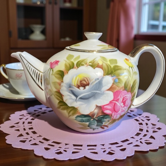 Kitchen | Shafford Teapot Kashmir Rose Gold Leaf No Chips Or Cracks ...